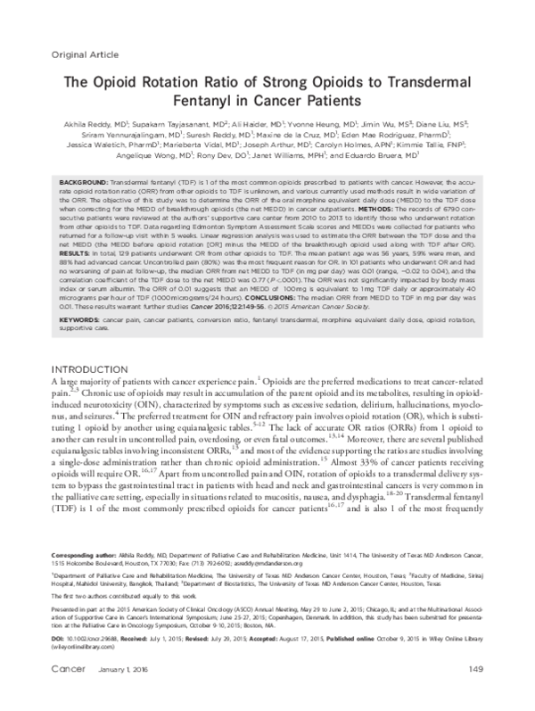 (PDF) The opioid rotation ratio of strong opioids to transdermal ...