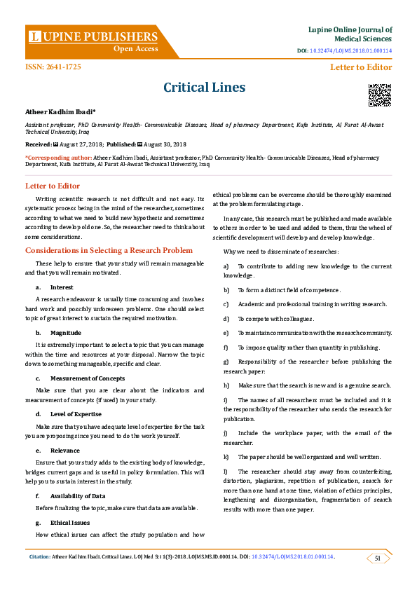 (PDF) Critical Lines