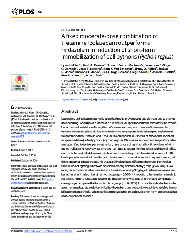 (PDF) A fixed moderate-dose combination of tiletamine+zolazepam ...