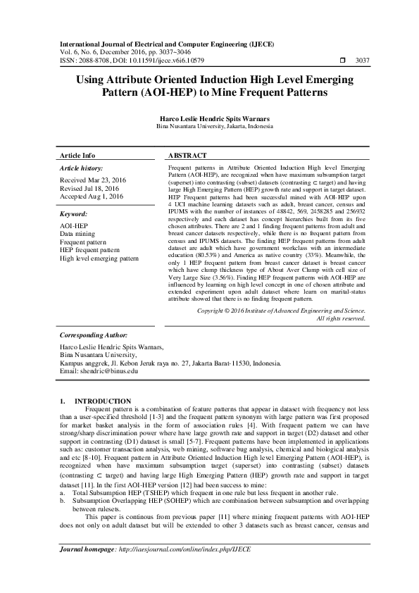 Pdf Using Attribute Oriented Induction High Level Emerging Pattern