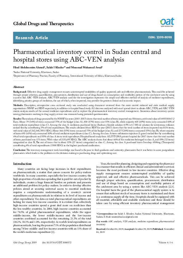 (PDF) Pharmaceutical inventory control in Sudan central and hospital ...