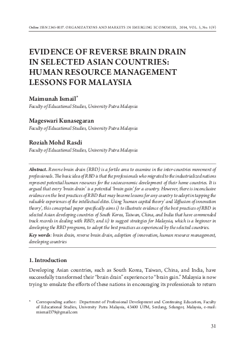 (PDF) Evidence of Reverse Brain Drain in Selected Asian Countries ...