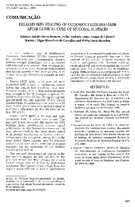 (PDF) Delayed skin healing of cutaneous leishmaniasis after clinical ...
