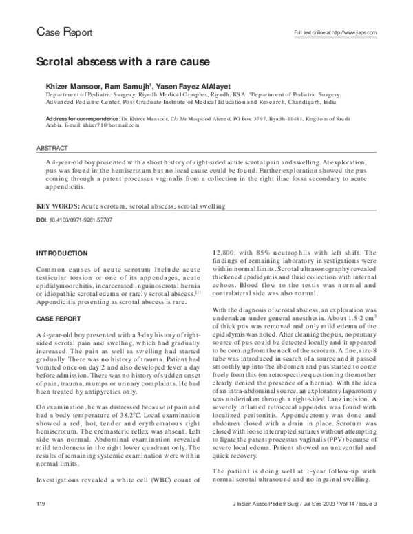 (PDF) Scrotal abscess with a rare cause