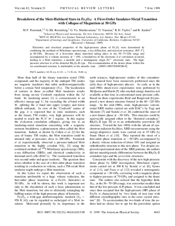 (PDF) Breakdown of the Mott-Hubbard State in Fe_ {2} O_ {3}: A First ...