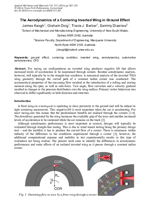 (PDF) The Aerodynamics of a Cornering Inverted Wing in Ground Effect