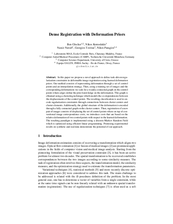 Pdf Dense Registration With Deformation Priors