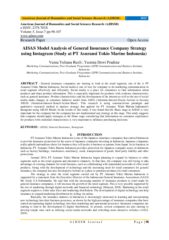 (PDF) AISAS Model Analysis of General Insurance Company Strategy using ...