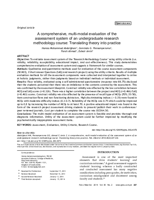 (PDF) A Comprehensive, Multi-modal Evaluation of the Assessment System ...
