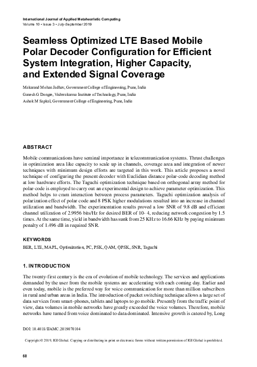 (PDF) Seamless Optimized LTE Based Mobile Polar Decoder Configuration for Efficient System ...