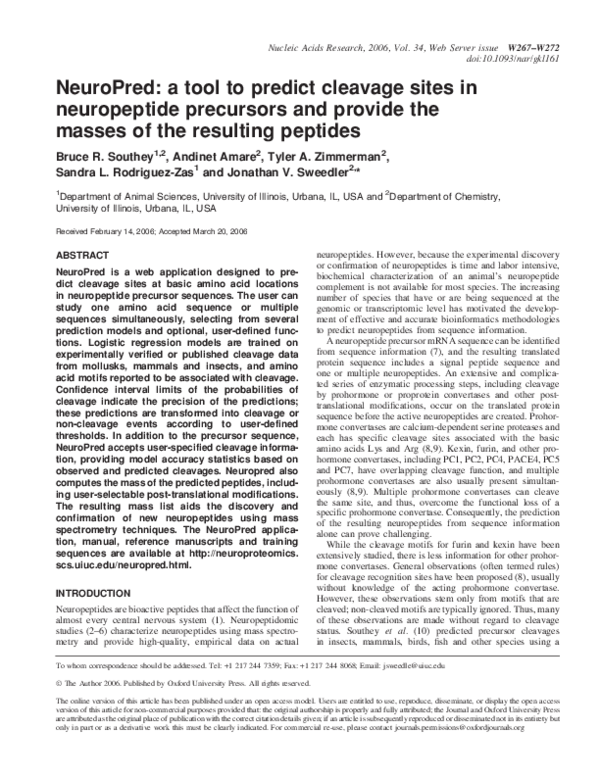 (PDF) NeuroPred: A Tool to Predict Cleavage Sites in Neuropeptide ...