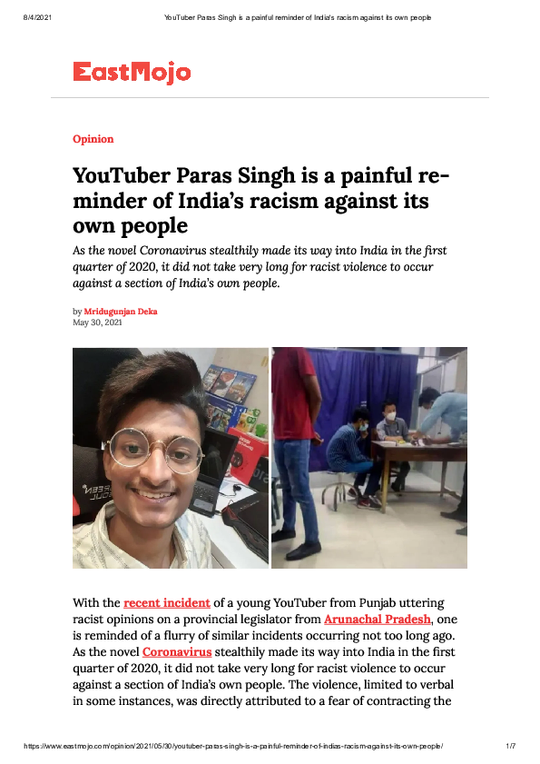 (PDF) YouTuber Paras Singh is a painful reminder of India's racism ...