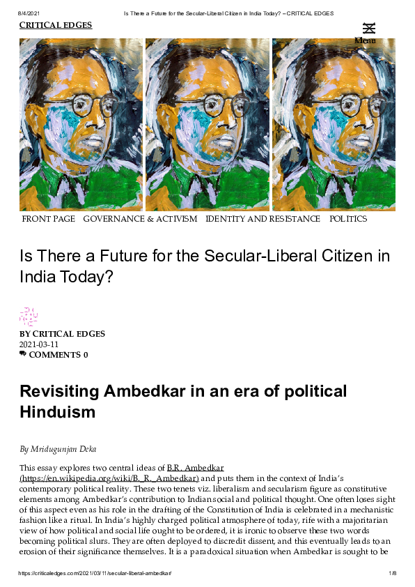 (PDF) Is There a Future for the Secular Liberal Citizen in India Today ...