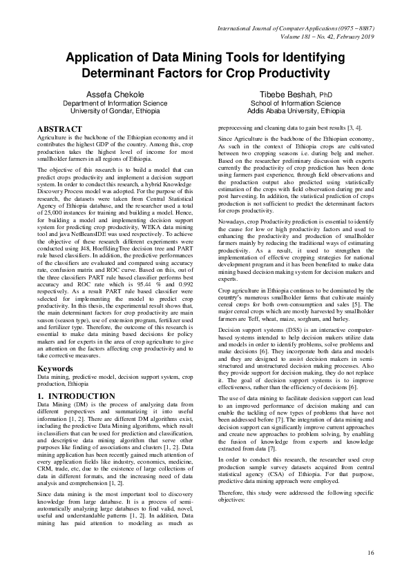 (PDF) Application of Data Mining Tools for Identifying Determinant ...