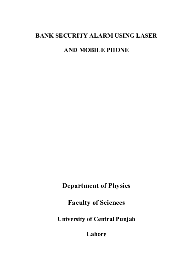 (DOC) BANK SECURITY SYSTEM USING LASER AND MOBILE PHONE