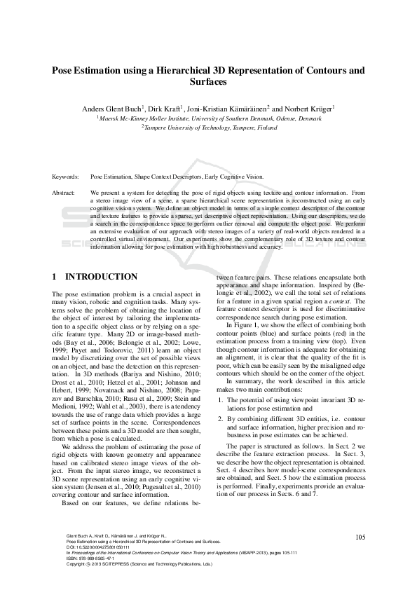 (PDF) Pose Estimation Using a Hierarchical 3D Representation of Contours and Surfaces
