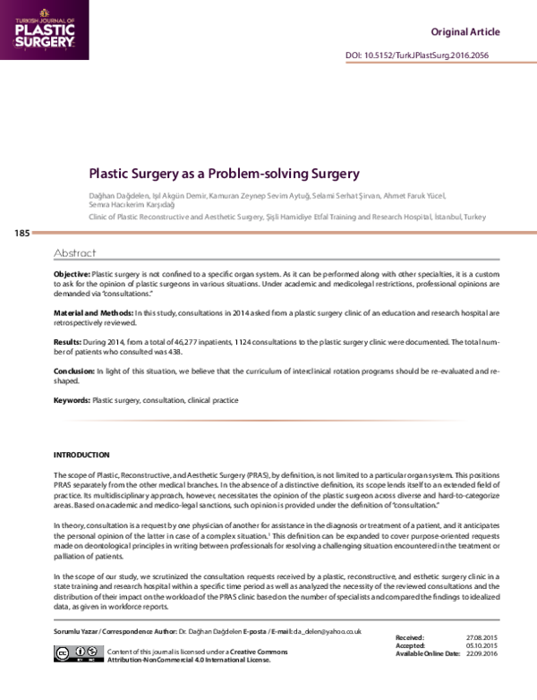 (PDF) Plastic Surgery as a Problem-solving Surgery