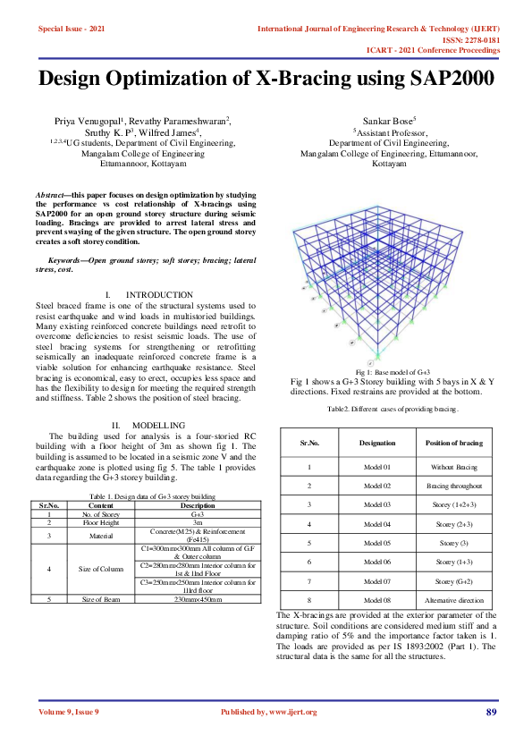 Pdf Ijert Design Optimization Of X Bracing Using Sap2000