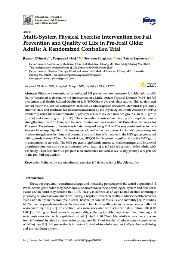 (PDF) Multi-System Physical Exercise Intervention for Fall Prevention ...