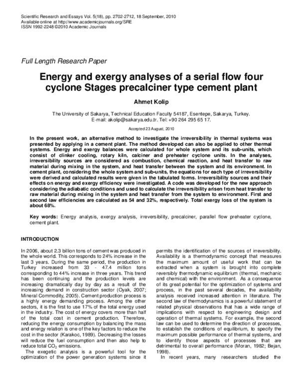 (PDF) Energy and exergy analyses of a serial flow four cyclone Stages ...
