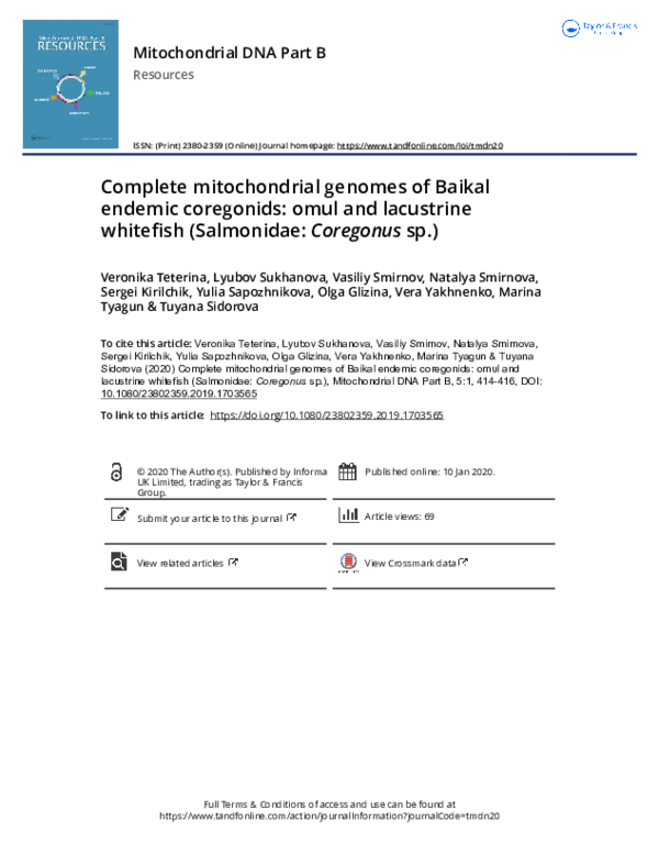 (PDF) Complete mitochondrial genomes of Baikal endemic coregonids: omul ...