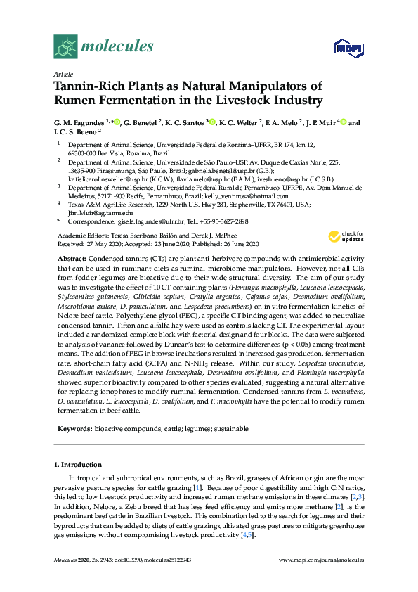 (PDF) Tannin-Rich Plants as Natural Manipulators of Rumen Fermentation ...