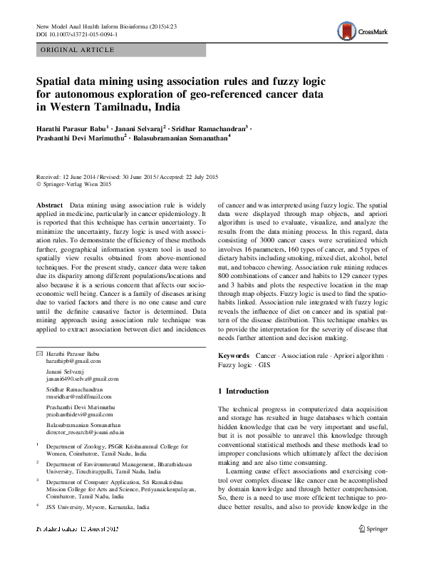 (PDF) Spatial data mining using association rules and fuzzy logic for ...