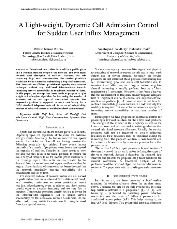 (PDF) A light-weight, dynamic call admission control for sudden user ...