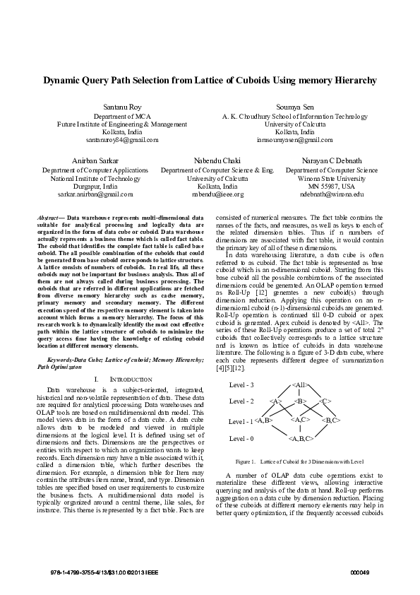 (PDF) Dynamic query path selection from lattice of cuboids using memory hierarchy