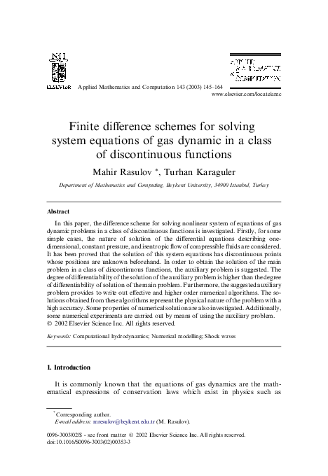 (PDF) Finite difference schemes for solving system equations of gas dynamic in a class of ...