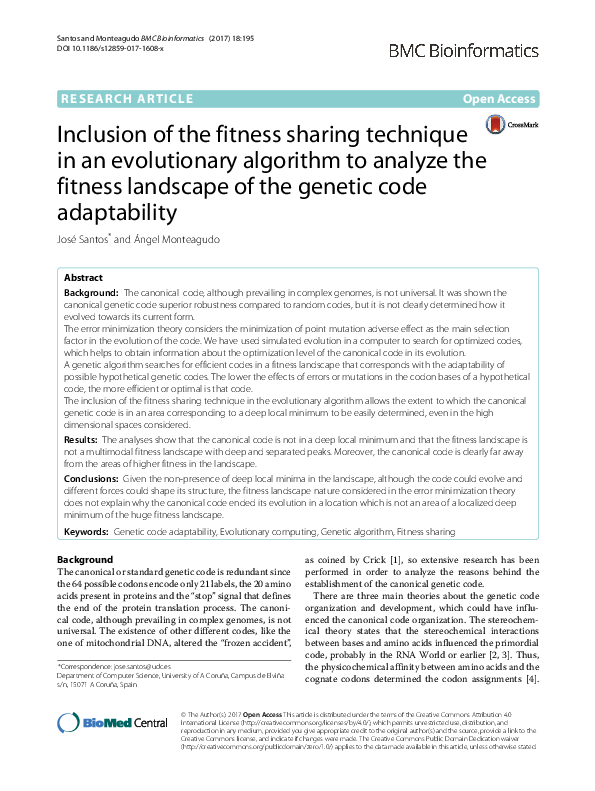 (PDF) Inclusion of the fitness sharing technique in an evolutionary ...