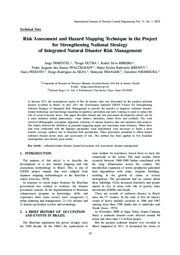 (PDF) Risk Assessment and Hazard Mapping Technique in the Project for ...