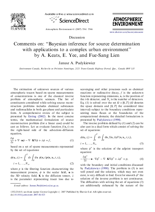 Pdf Comments On Bayesian Inference For Source Determination With Applications To A Complex