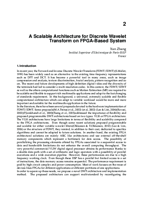 (PDF) A Scalable Architecture for Discrete Wavelet Transform on FPGA-Based System | Virginio ...