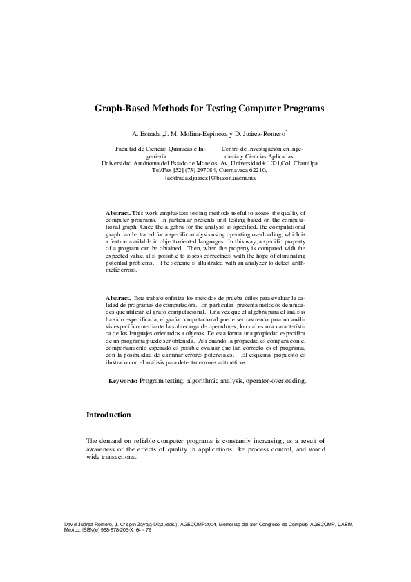 (PDF) Graph-Based Methods for Testing Computer Programs