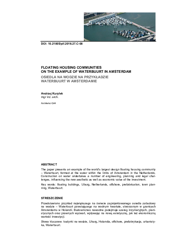 (PDF) FLOATING HOUSING COMMUNITIES ON THE EXAMPLE OF WATERBUURT IN ...