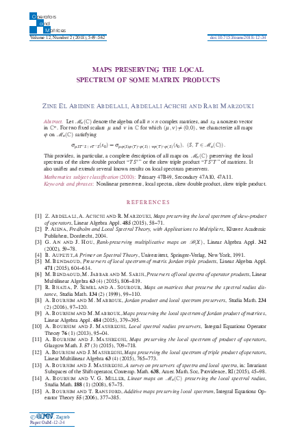 (PDF) Maps preserving the local spectrum of some matrix products