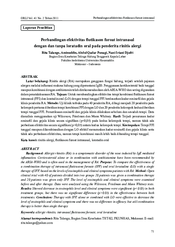 (PDF) Perbandingan efektivitas flutikason furoat intranasal dengan dan ...