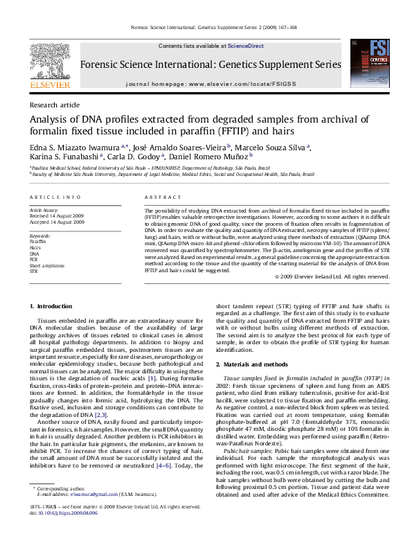 (PDF) Analysis of DNA profiles extracted from degraded samples from archival of formalin fixed ...