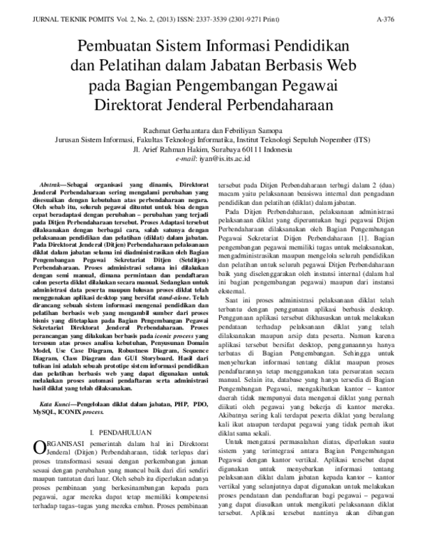 (PDF) Pembuatan Sistem Informasi Pendidikan dan Pelatihan dalam Jabatan Berbasis Web pada Bagian ...