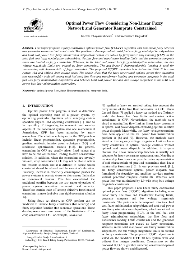 (PDF) Optimal Power Flow Considering Non-Linear Fuzzy Network and ... (PDF) Optimal Power Flow Considering Non-Linear Fuzzy Network and ...