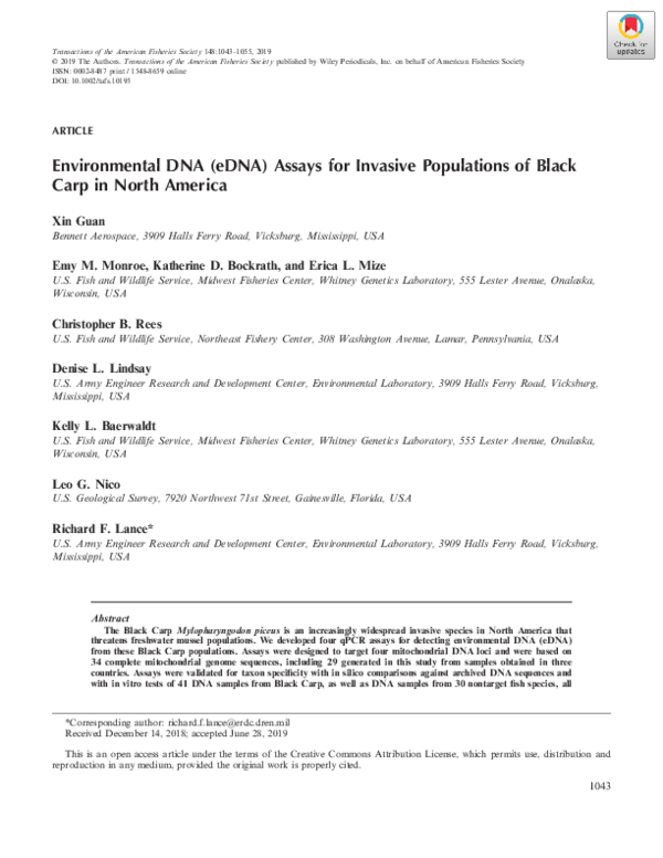 (PDF) Environmental DNA assays for invasive populations of the Black ...