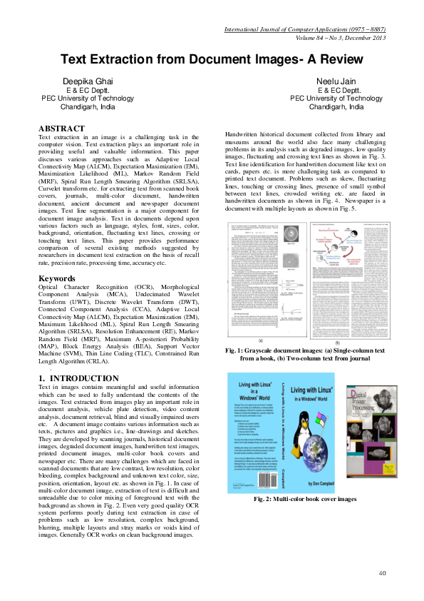 Pdf Text Extraction From Document Images A Review