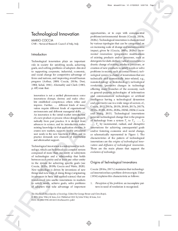 (PDF) Technological Innovation