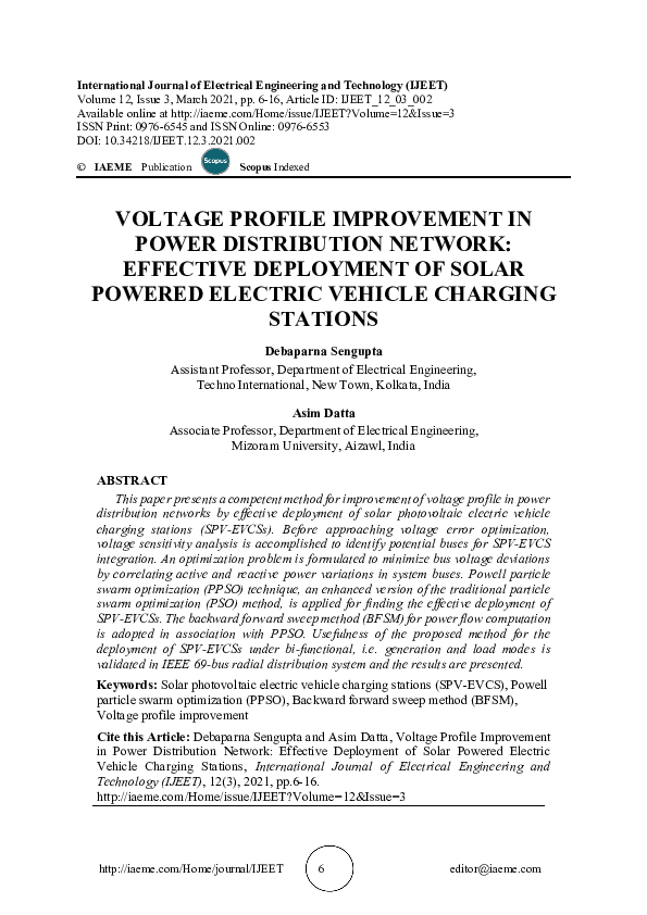 (PDF) VOLTAGE PROFILE IMPROVEMENT IN POWER DISTRIBUTION NETWORK: EFFECTIVE DEPLOYMENT OF SOLAR ...
