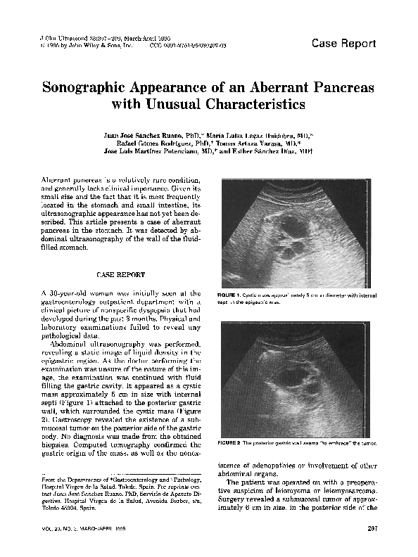 (PDF) Sonographic appearance of an aberrant pancreas with unusual ...