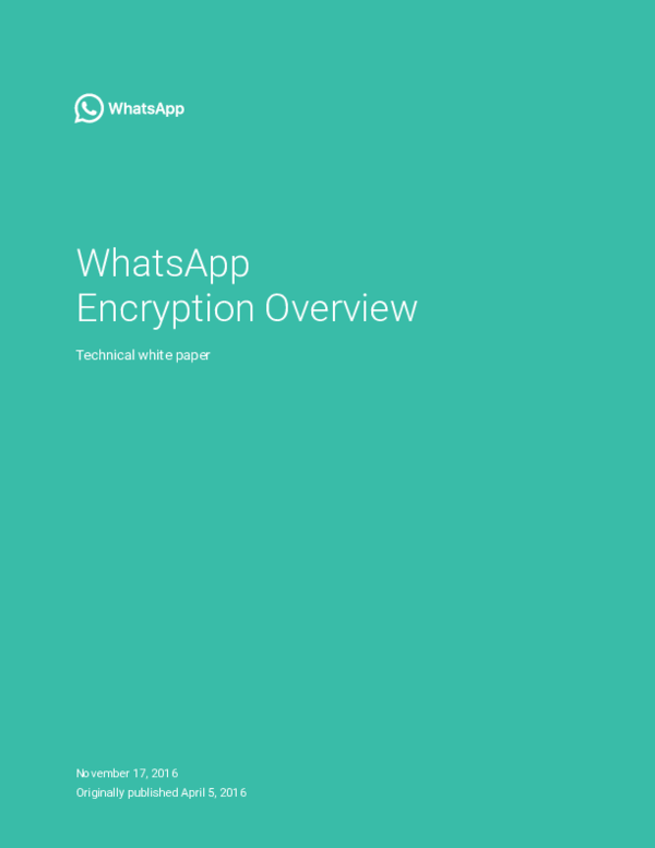 (PDF) Whatsapp encryption overview technical white paper
