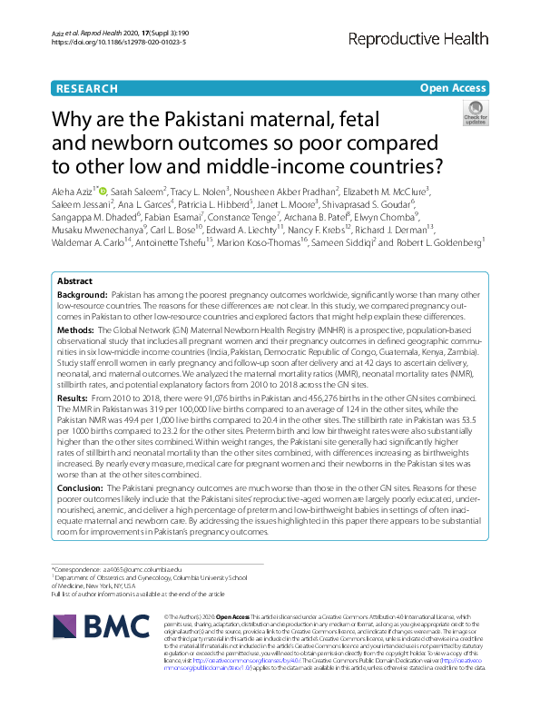 (PDF) Why are the Pakistani maternal, fetal and newborn outcomes so ...