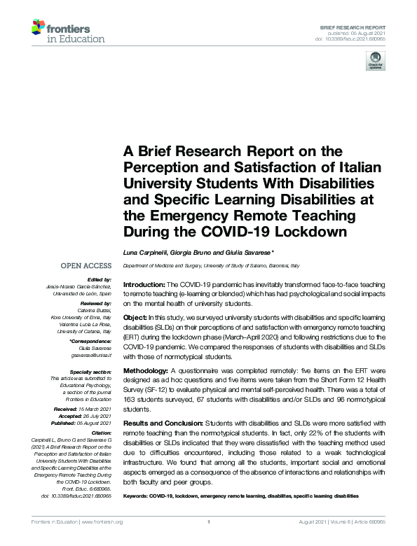 (PDF) A Brief Research Report on the Perception and Satisfaction of ...