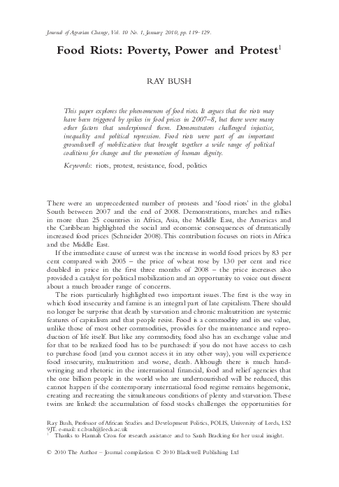 (PDF) Food Riots: Poverty, Power and Protest